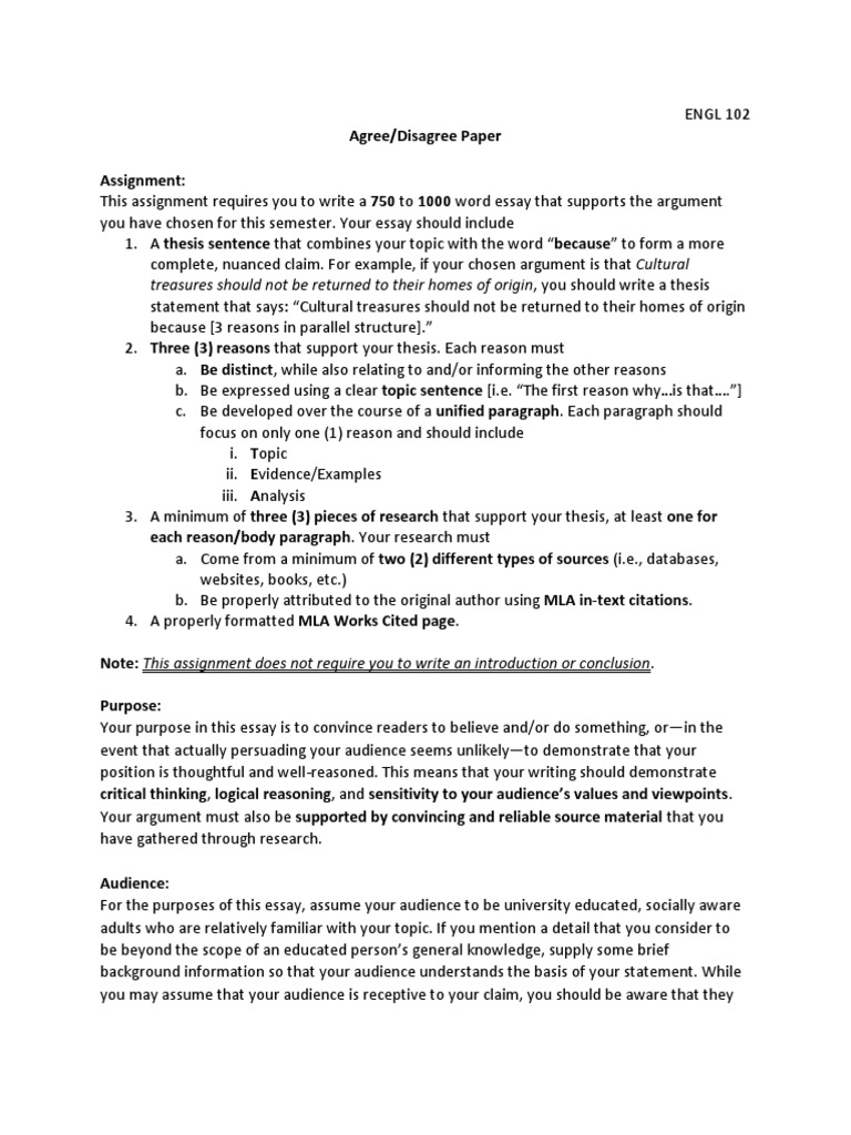 Agree Disagree Paper | PDF | Essays | Thesis