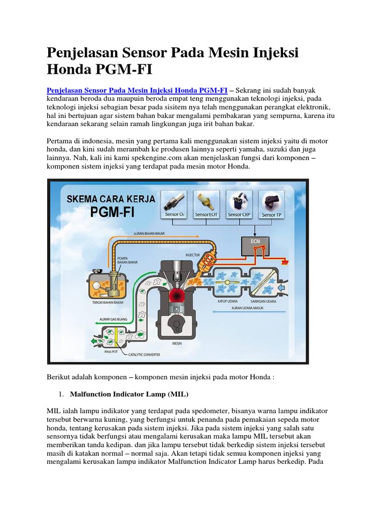 Penjelasan Sensor Pada Mesin Injeksi Honda PGM | PDF