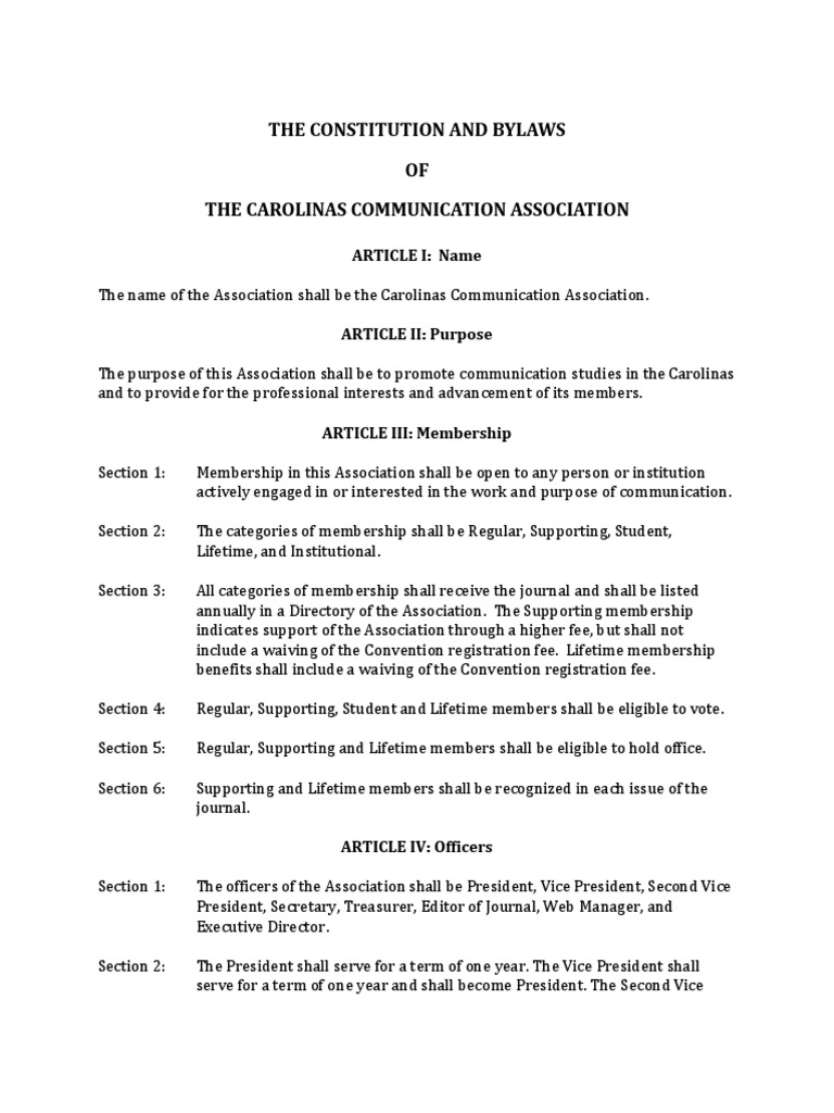 CCA Constitution and Bylaws | PDF | Constitutional Amendment | By Law
