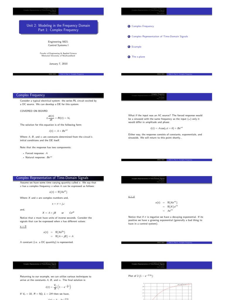 Unit 2: Modeling in The Frequency Domain Part 1: Complex Frequency | PDF | Complex Number ...