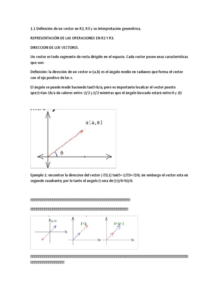 Representación y operaciones con vectores en R2 y R3 | PDF | Vector Euclidiano | Escalar ...