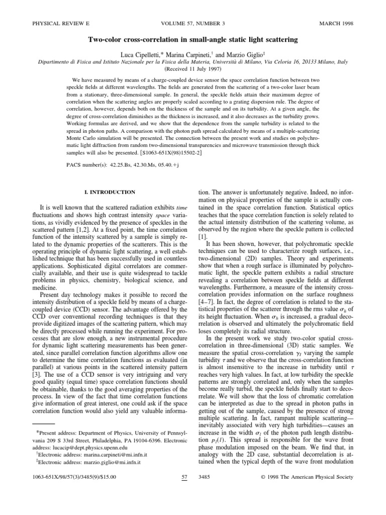 Two Color Cross Correlation | PDF