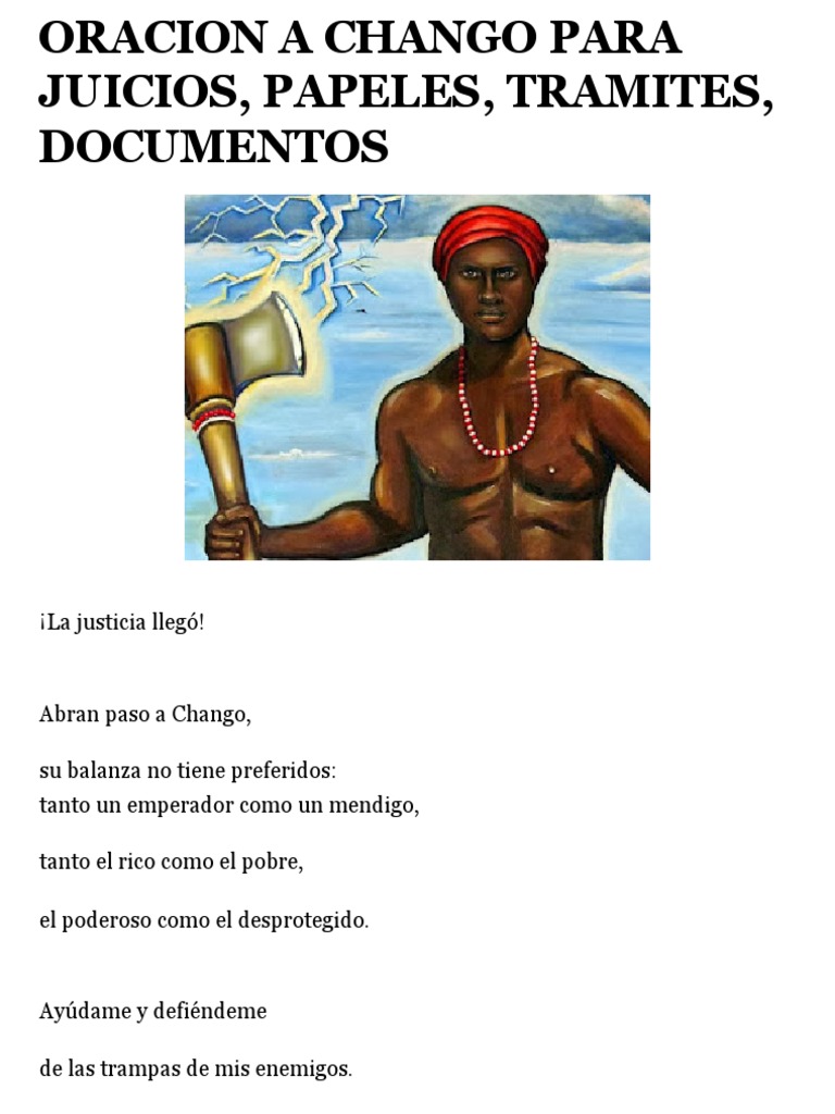 Oracion A Chango: Shango para Juicios, Papeles, Tramites, Documentos | PDF