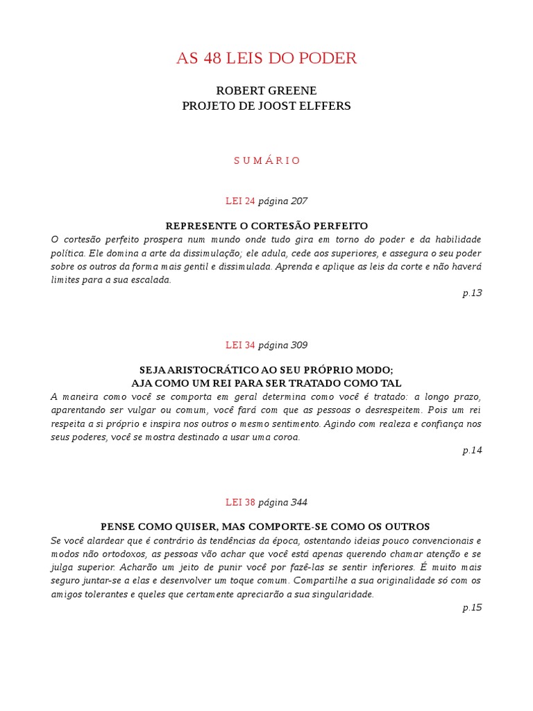 As 48 Leis Do Poder - Robert Greene | PDF | Cães | Lei Estatutária