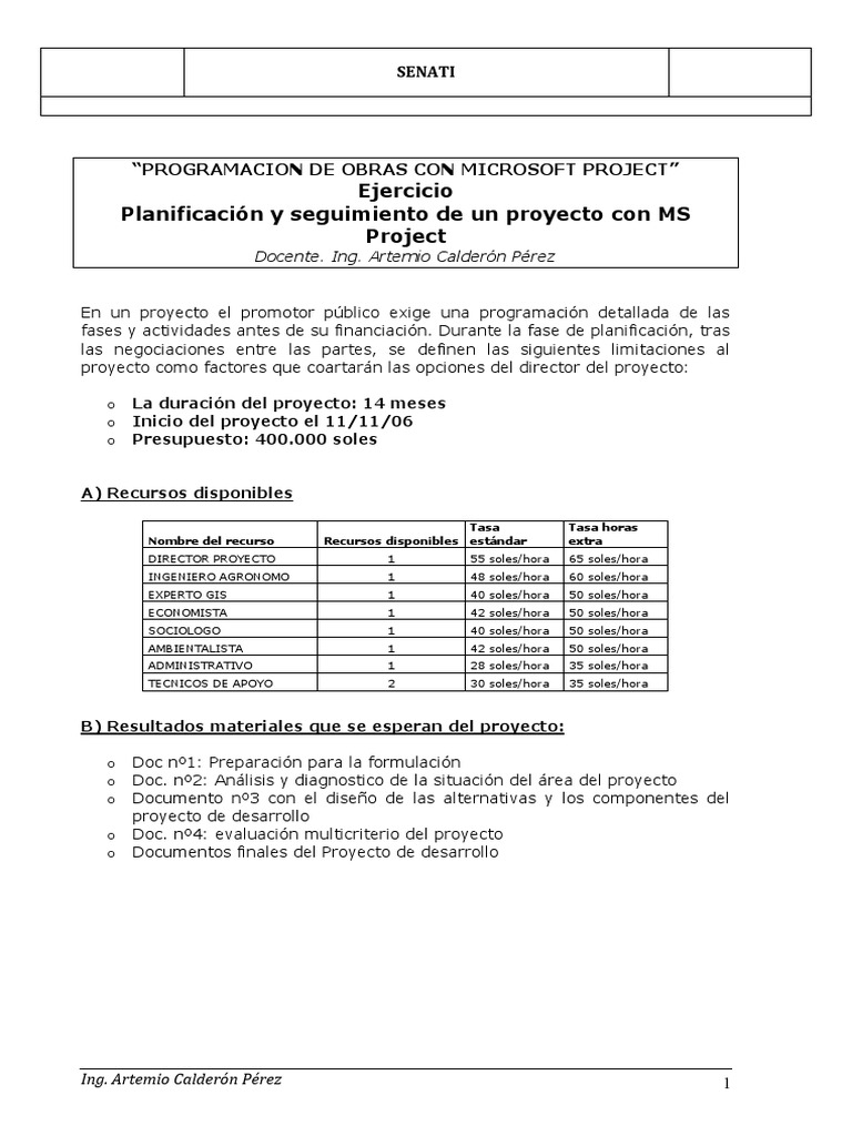 Caso Practico de Ms-Project | PDF | Presupuesto | Business