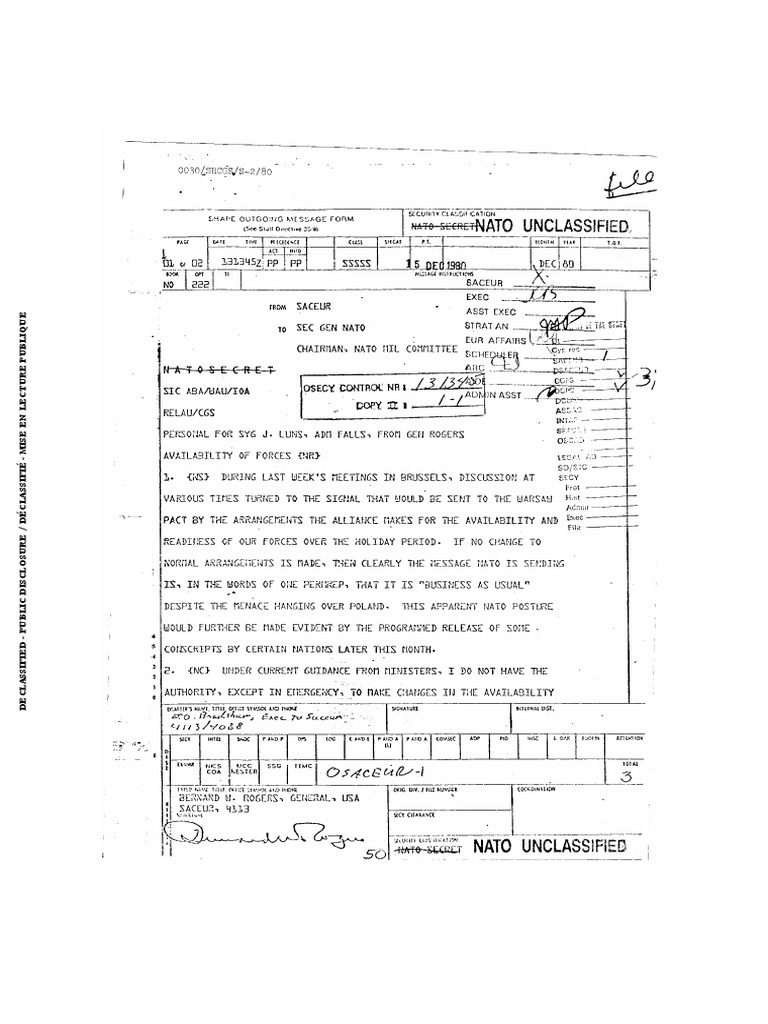 Cold War - Shape Message 15 Dec 80 | PDF | Military Science | Conflicts