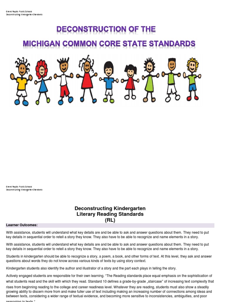 Grand Rapids Public Schools Deconstructing Kindergarten Standards | PDF ...