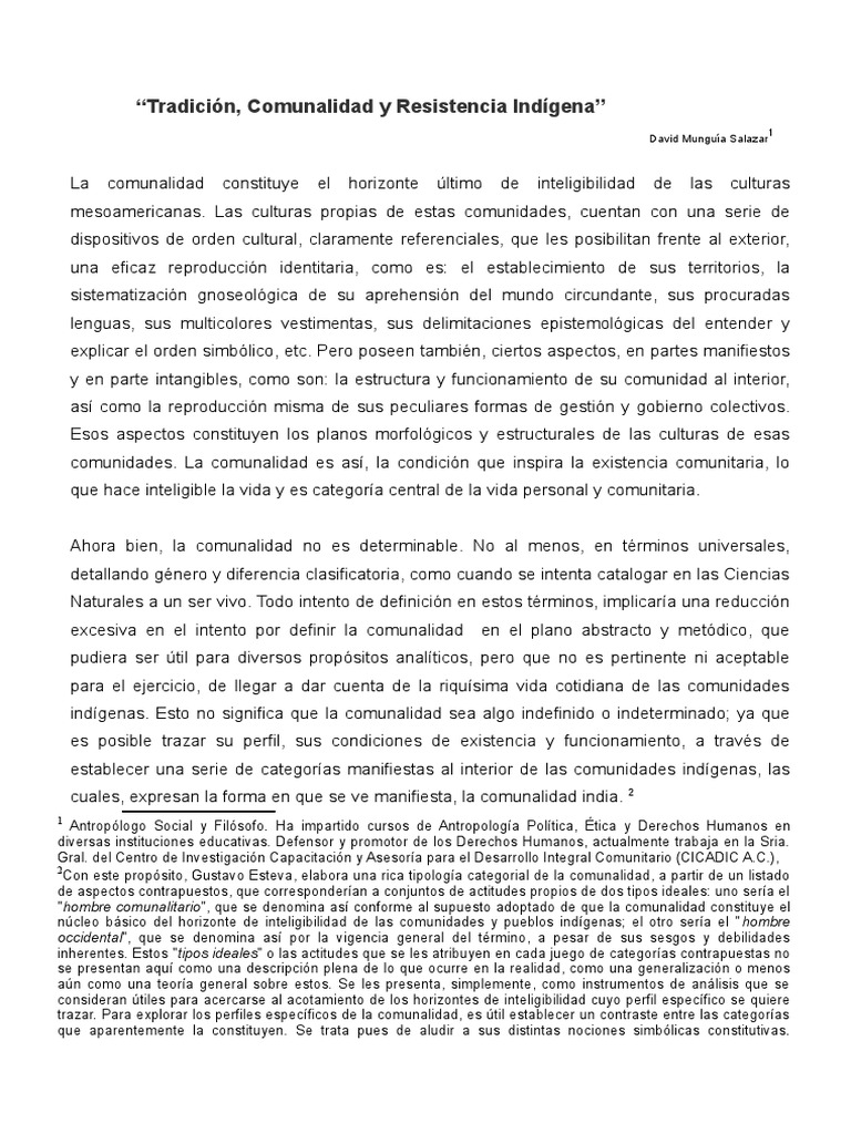 David Munguía Salazar Tradición Comunalidad Y Resistencia Indígena