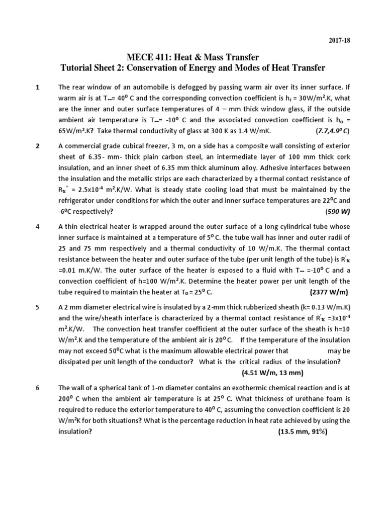 Heat Transfer Questions | Download Free PDF | Thermal Insulation | Heat ...