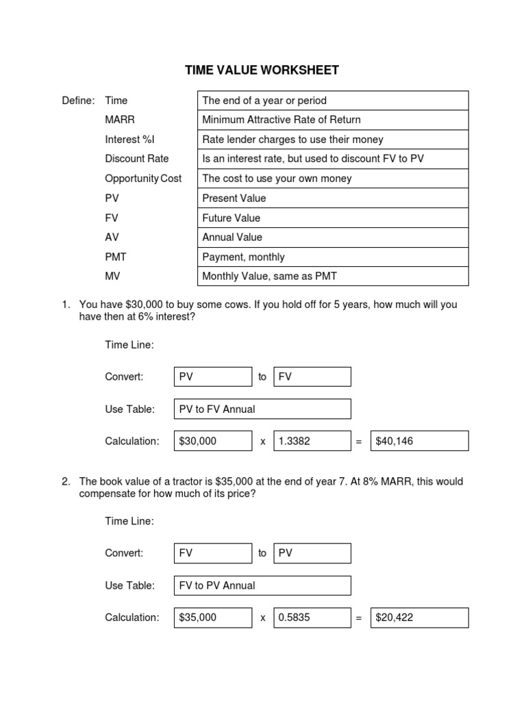 Time Value Exercise | PDF | Interest | Investing
