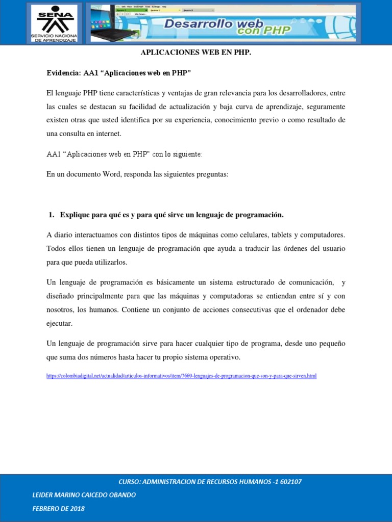 Aplicaciones Web en PHP | PDF | Aplicación web | Lenguaje de programación