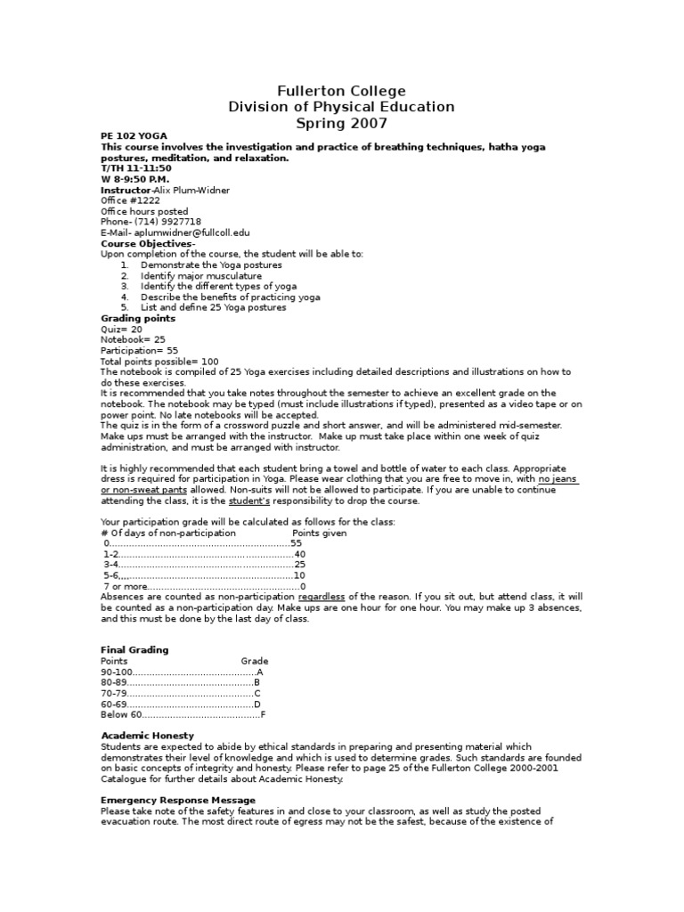 Yoga Syllabus | PDF | Yoga | Asana
