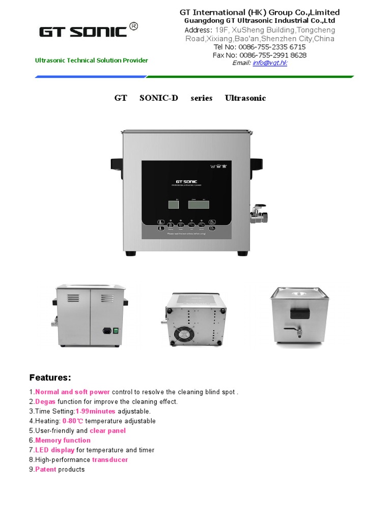 GT Sonic-D Series | PDF | Ultrasound | Applied And Interdisciplinary ...
