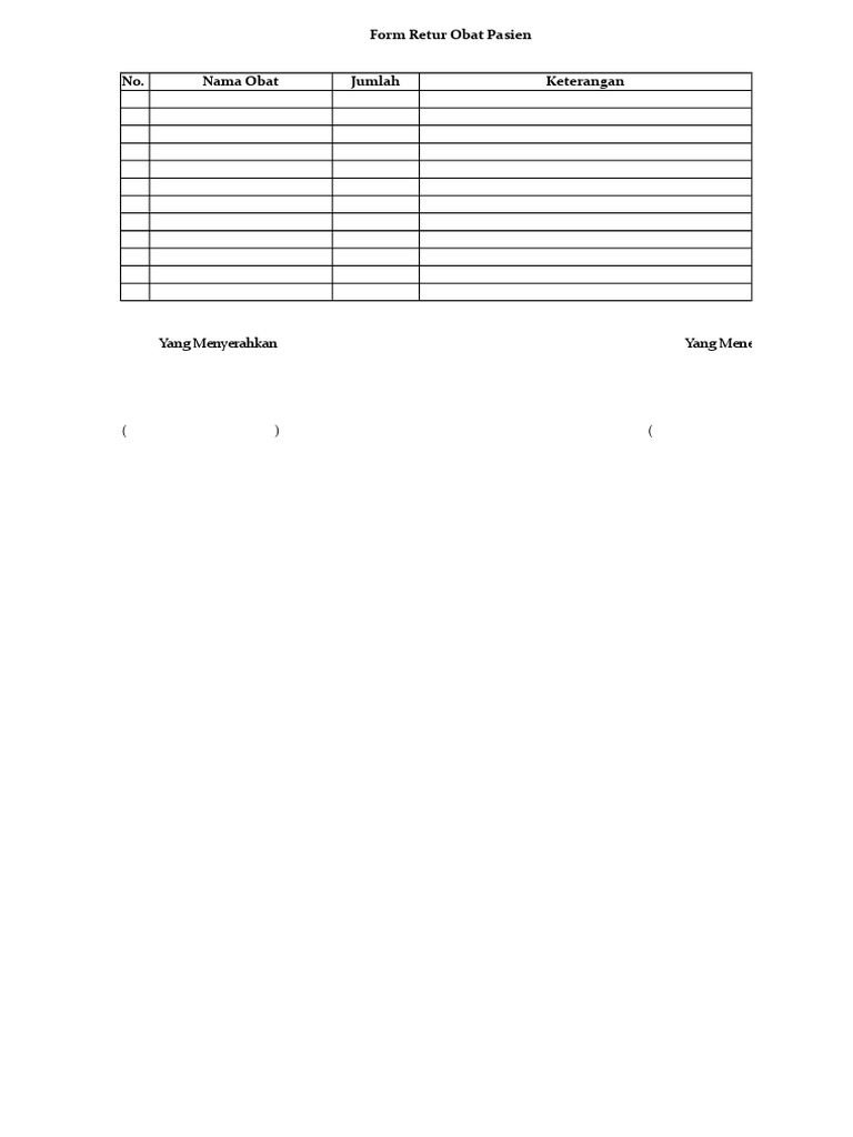 Form Retur Obat Pasien | PDF