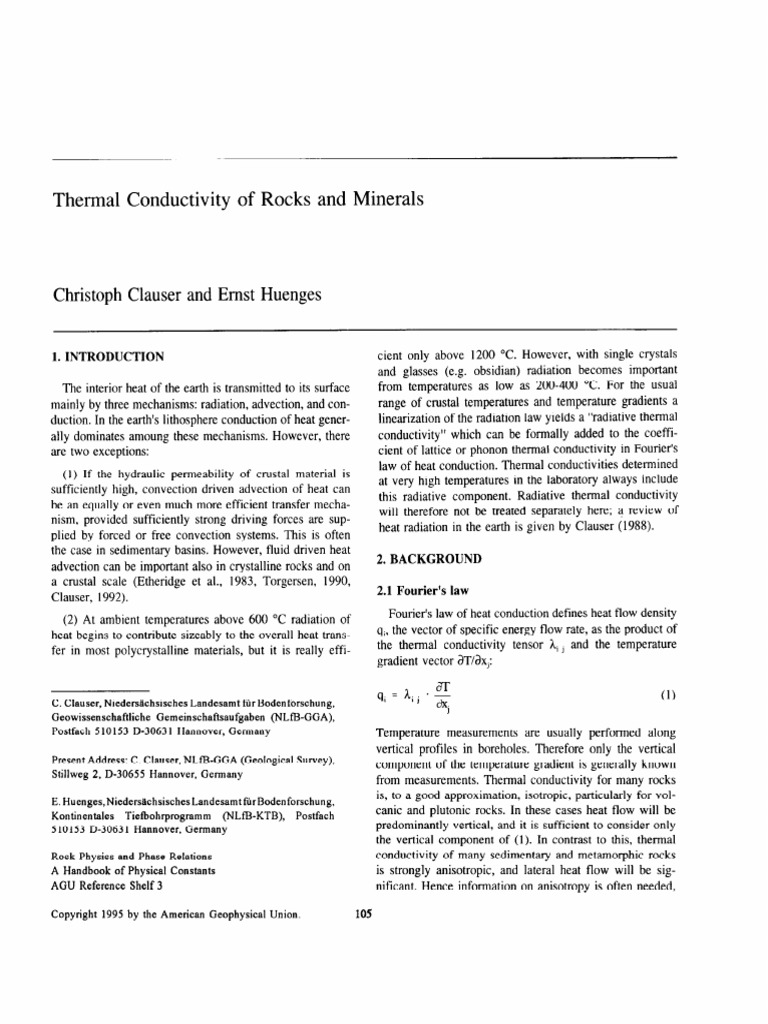 Thermal Conductivity of Rocks and Minerals PDF | PDF | Porosity | Rock ...