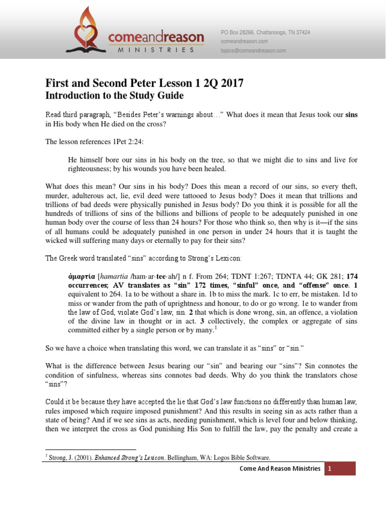 First and Second Peter Lesson 1 2Q 2017: Introduction To The Study ...