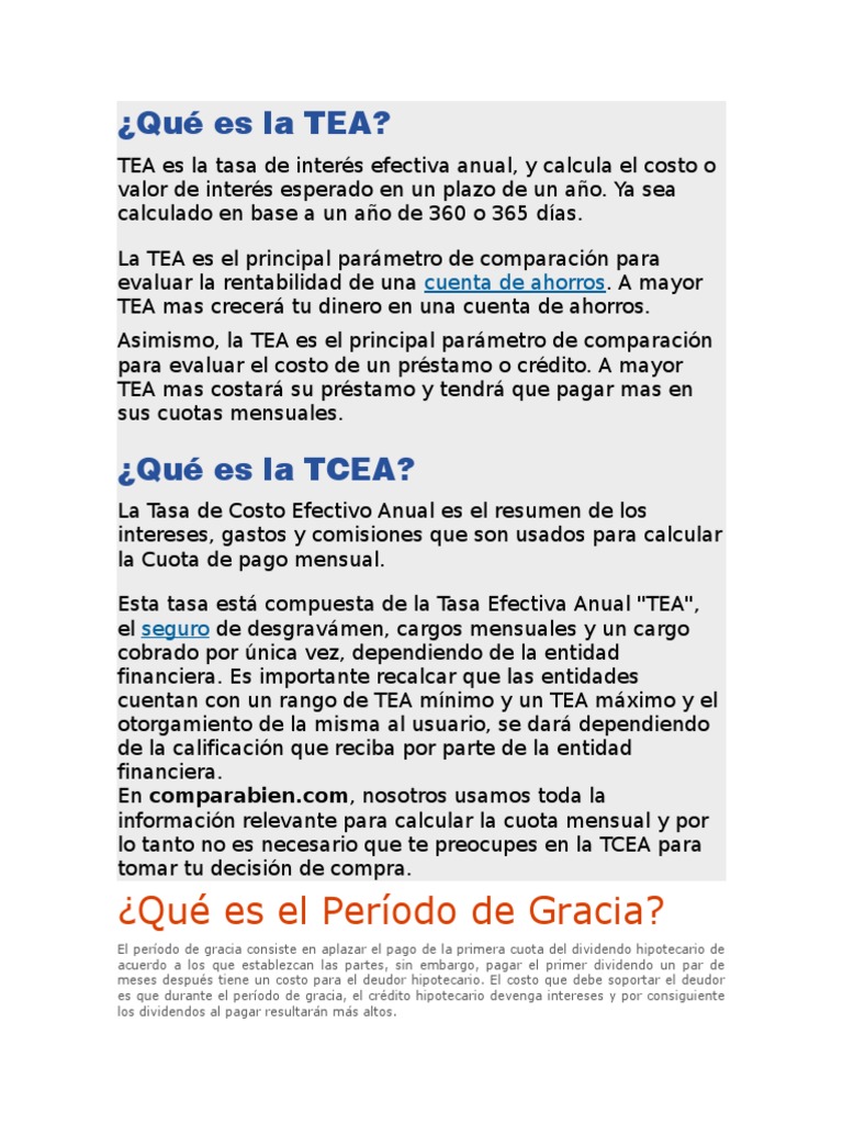 Qué Es La TEA | PDF | Interés | Crédito (finanzas)