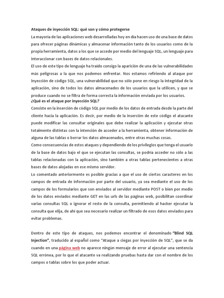 Ataques de Inyección SQL | PDF | SQL | Contraseña