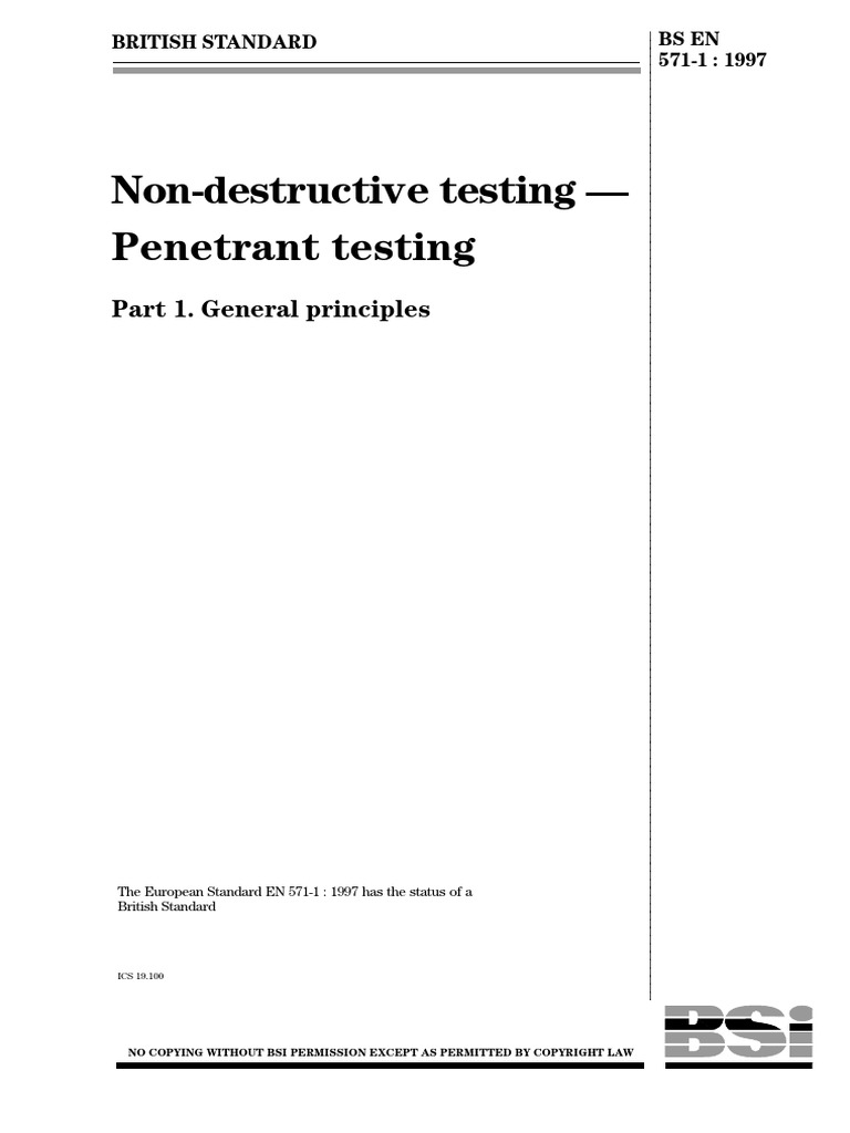 EN 571-1: Non-Destructive Testing Principles | PDF | Nondestructive ...