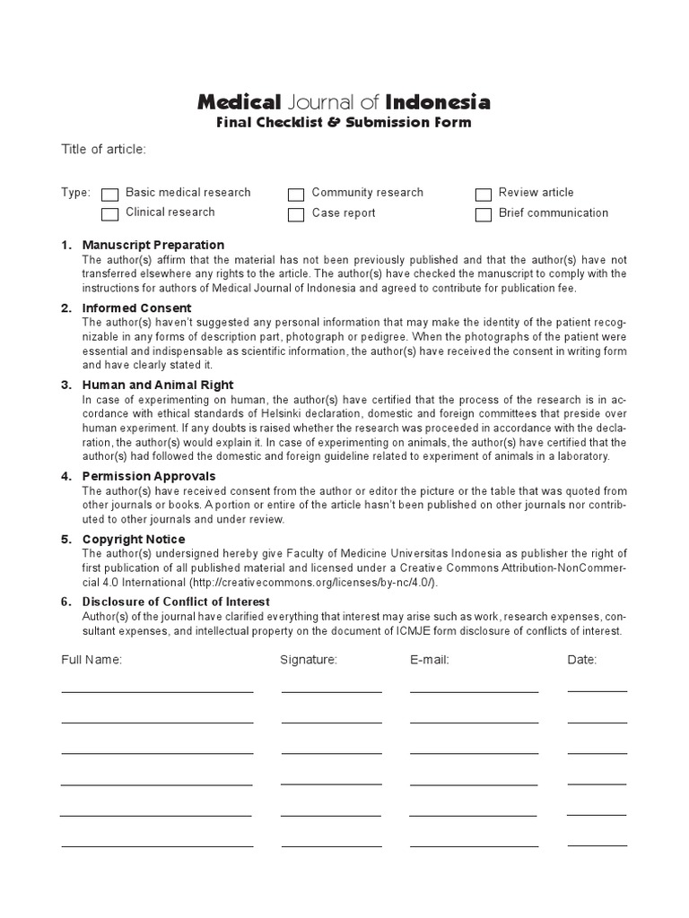 Final Checklist | PDF | Informed Consent | Science