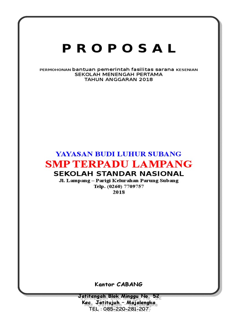 Format Proposal Sarana Kesenian Tasikmalaya | PDF