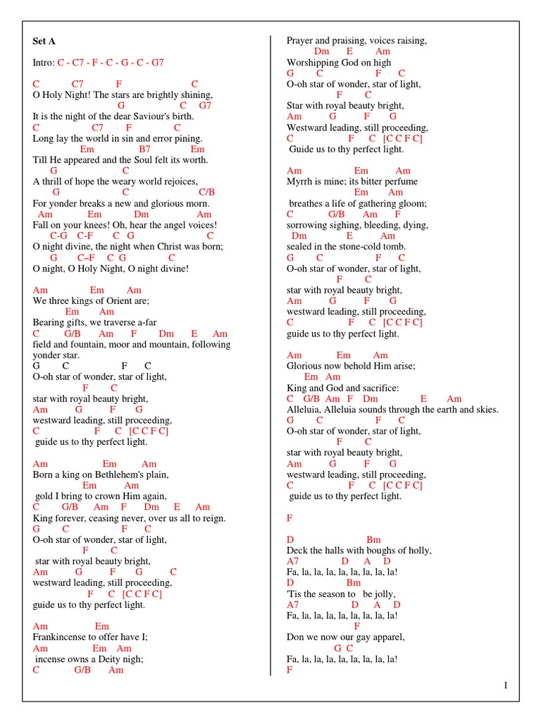 Christmas Carols Medley Guitar Chords | PDF | Folk Songs | Christmas
