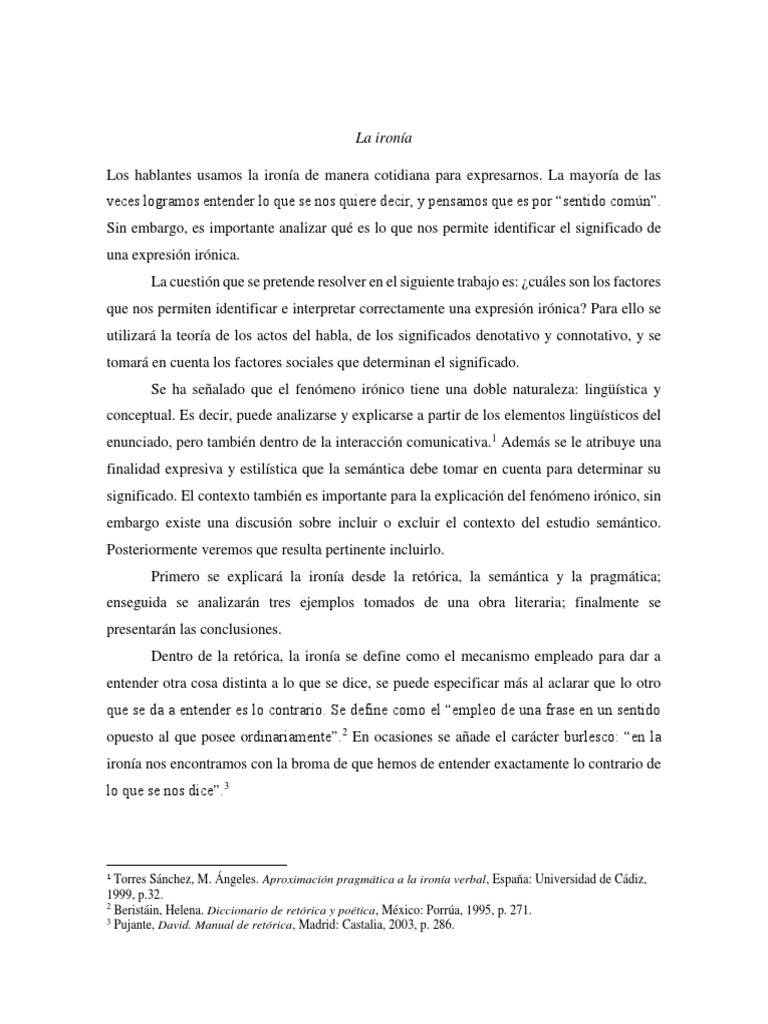 La Ironía | PDF | Ironía | Cognición