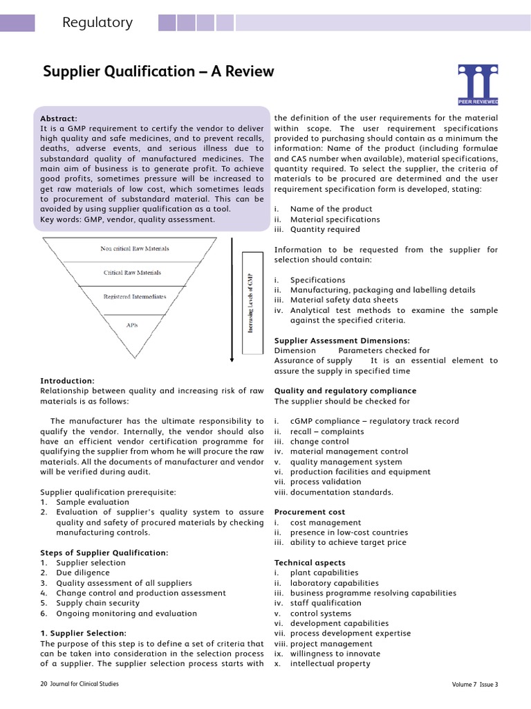 Supplier Qualification... | Download Free PDF | Specification ...