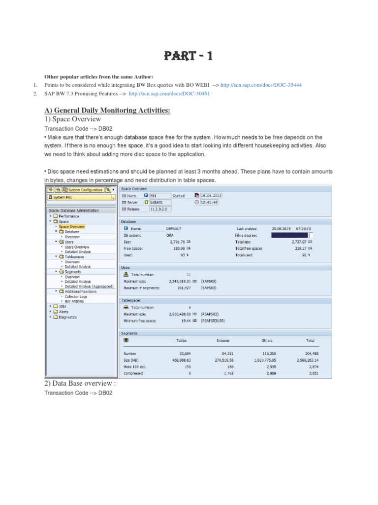 BW Performance Activities | PDF | Database Index | Database Transaction