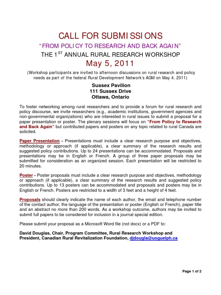 Rural Research Workshop Submissions | PDF | Canada | Public Sphere