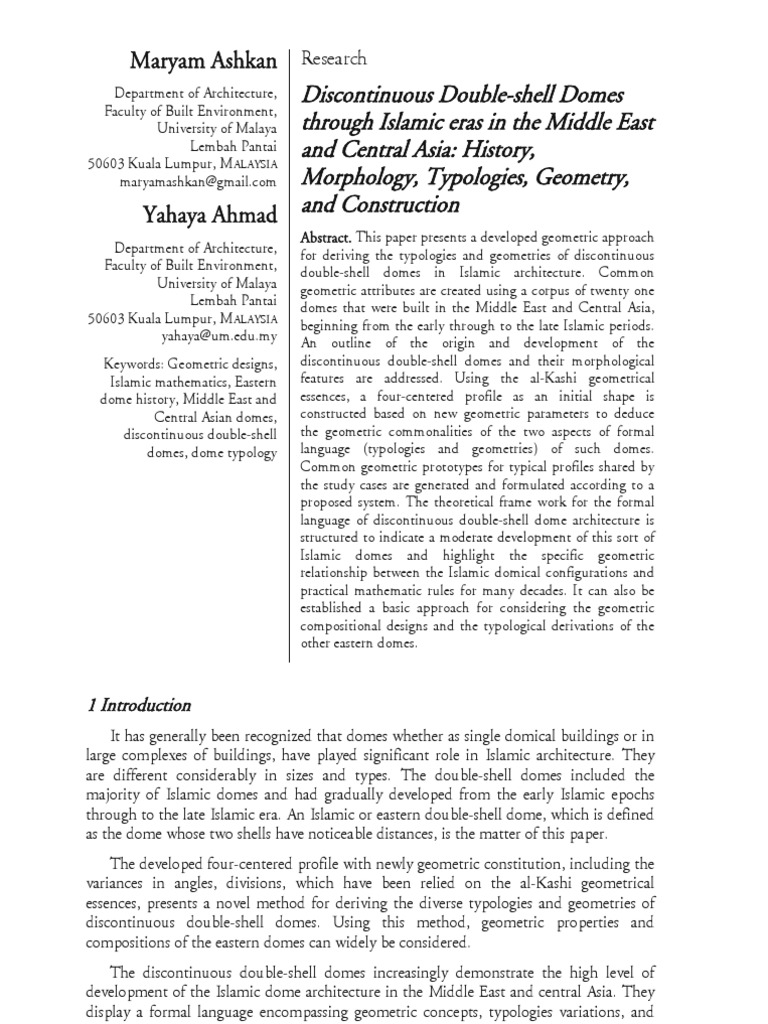 Double-Shell Domes Through Islamic | PDF | Dome | Shape