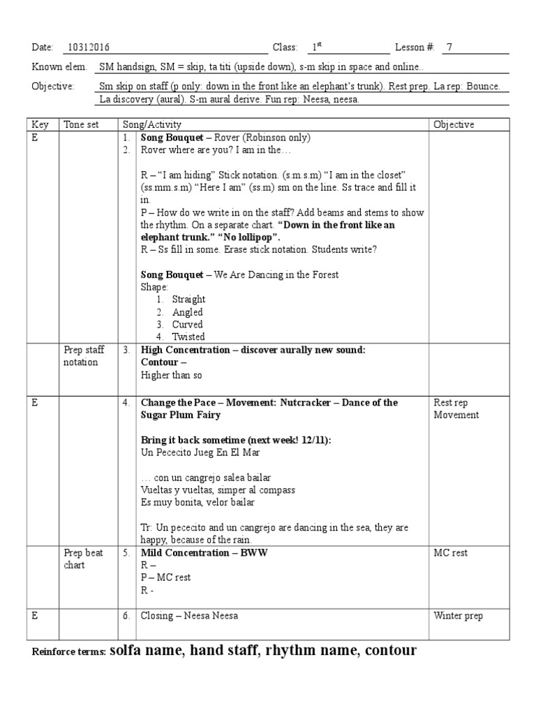 Kodaly Inspired Music Lesson Plan - 1st grade | Performing Arts | Leisure