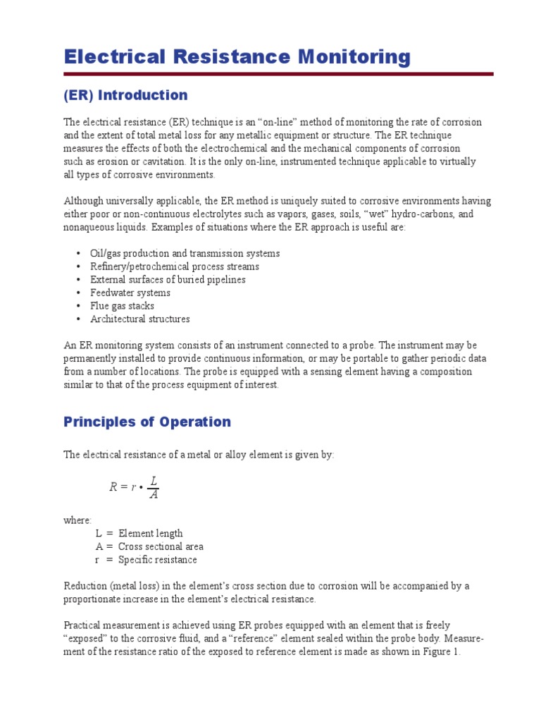 Er Monitoring | PDF | Corrosion | Electrical Resistance And Conductance