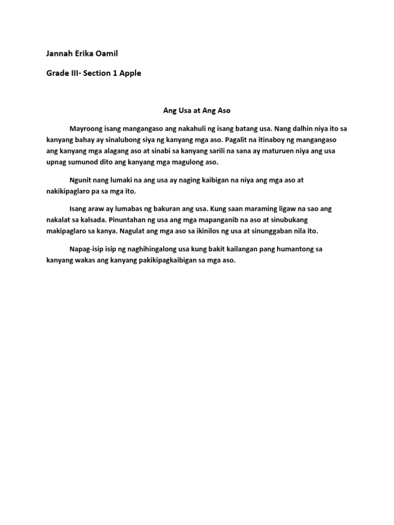 Ang Usa at Ang Aso | PDF