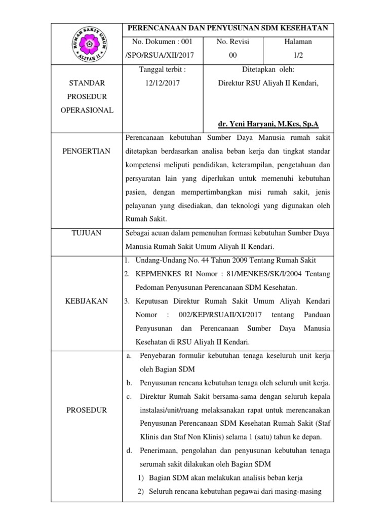 SOP Penyusunan Dan Perencanaan SDM | PDF