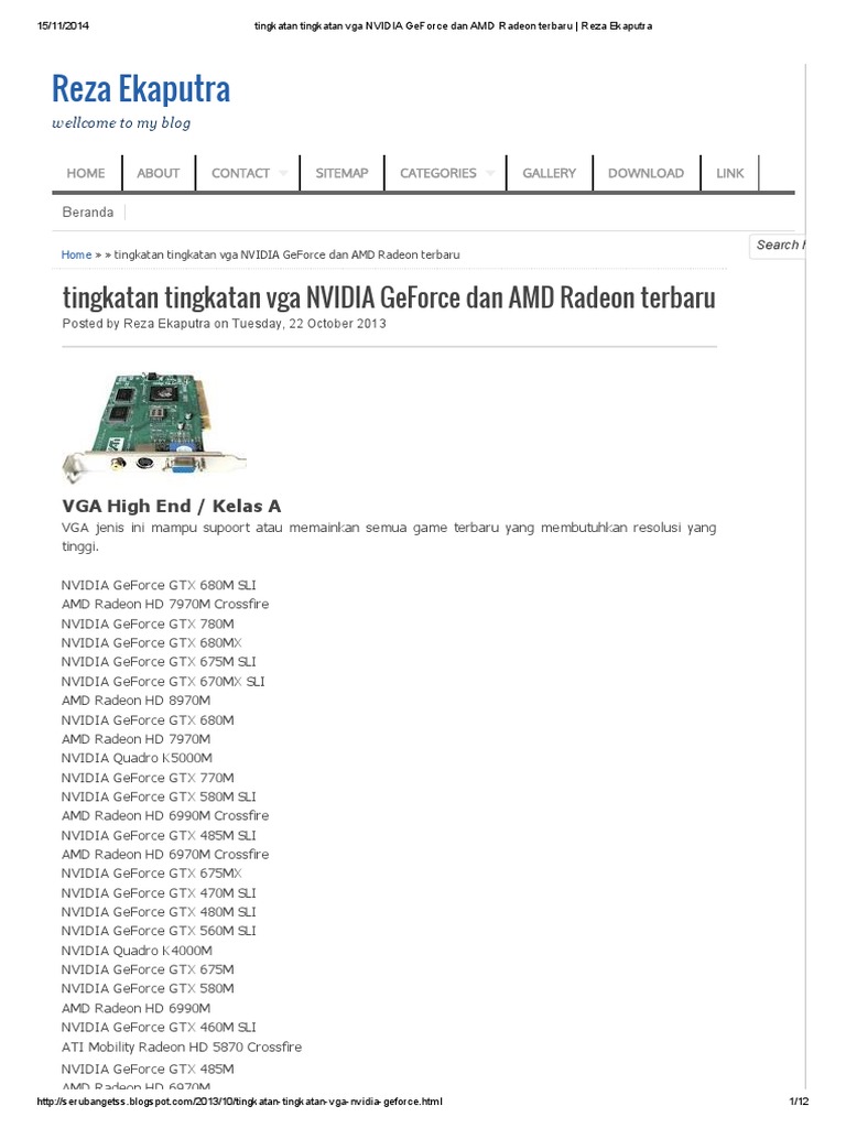 Tingkatan Tingkatan Vga NVIDIA GeForce Dan AMD Radeon Terbaru - Reza ...