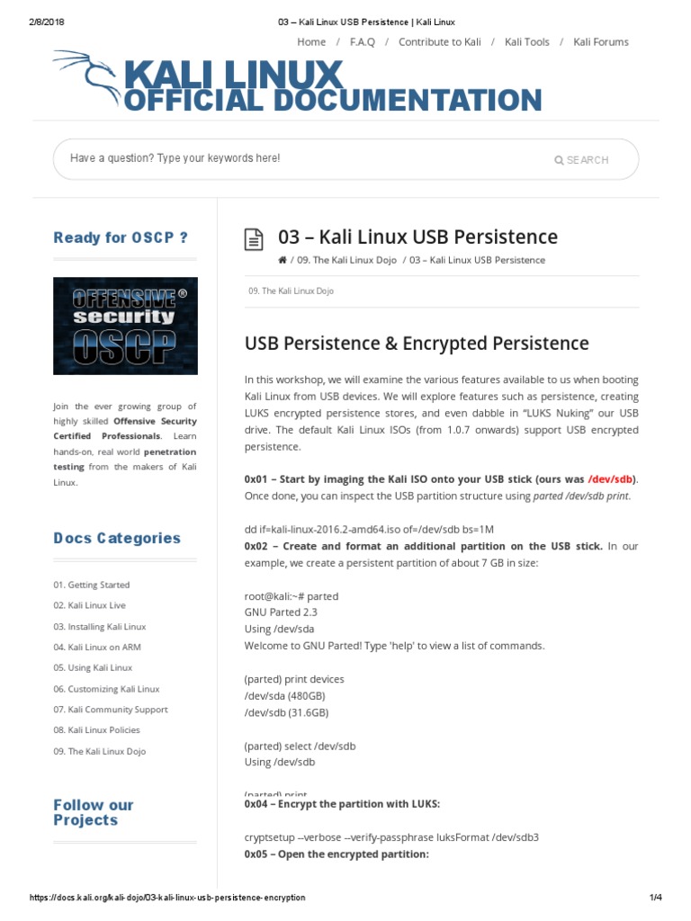 03 - Kali Linux USB Persistence - Kali Linux | PDF | Usb Flash Drive ...