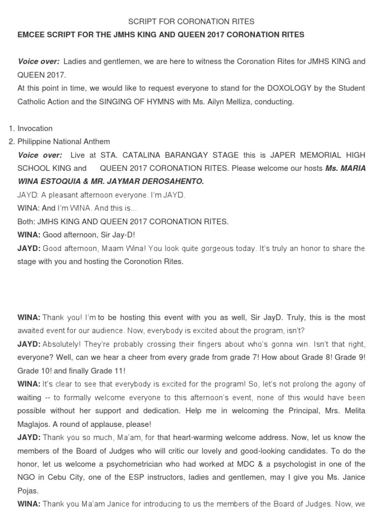 Emcee King & Queen | Download Free PDF | Monarchy | State Ritual And ...