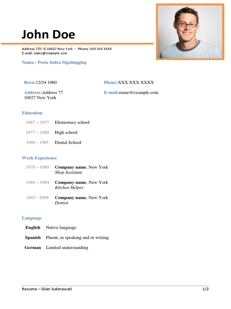 Desain Template CV 1 | PDF