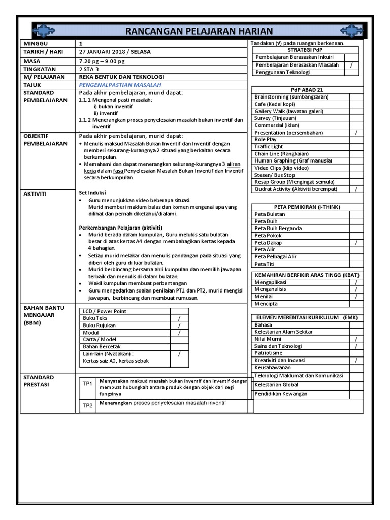 Contoh RPH Ting 2 RBT | PDF
