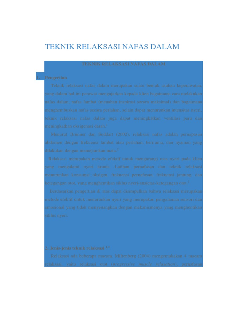 Teknik Relaksasi Nafas Dalam | PDF | Pengembangan Diri | Kesehatan Holistik