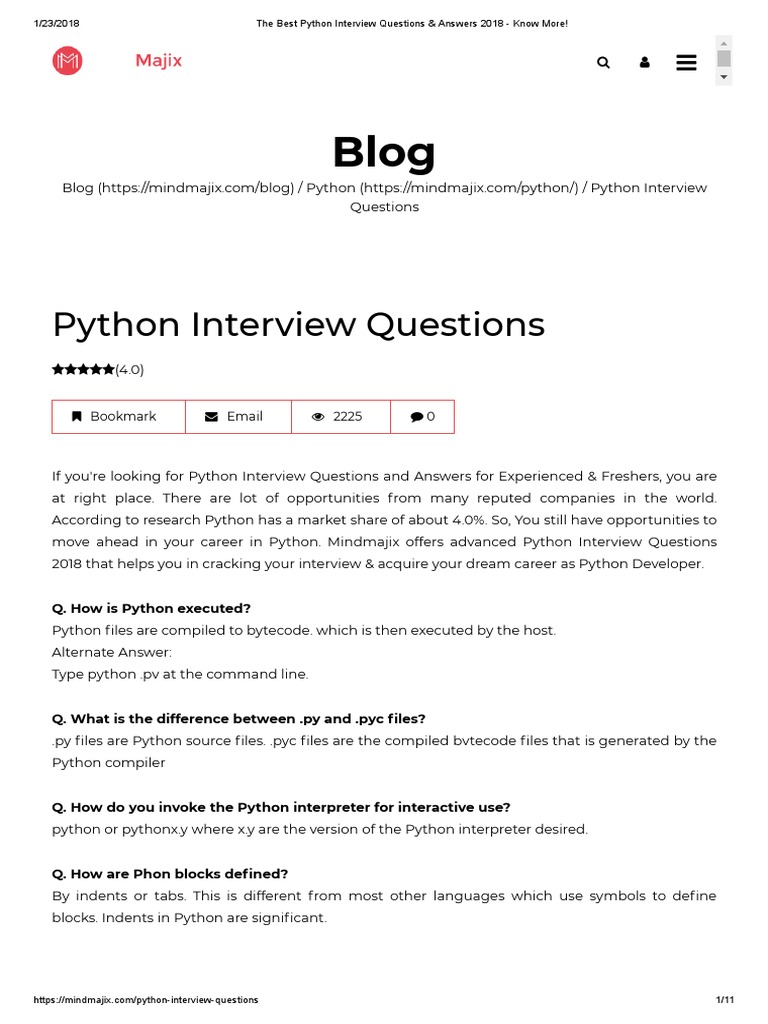 The Best Python Interview Questions & Answers 2018 - Know More ...