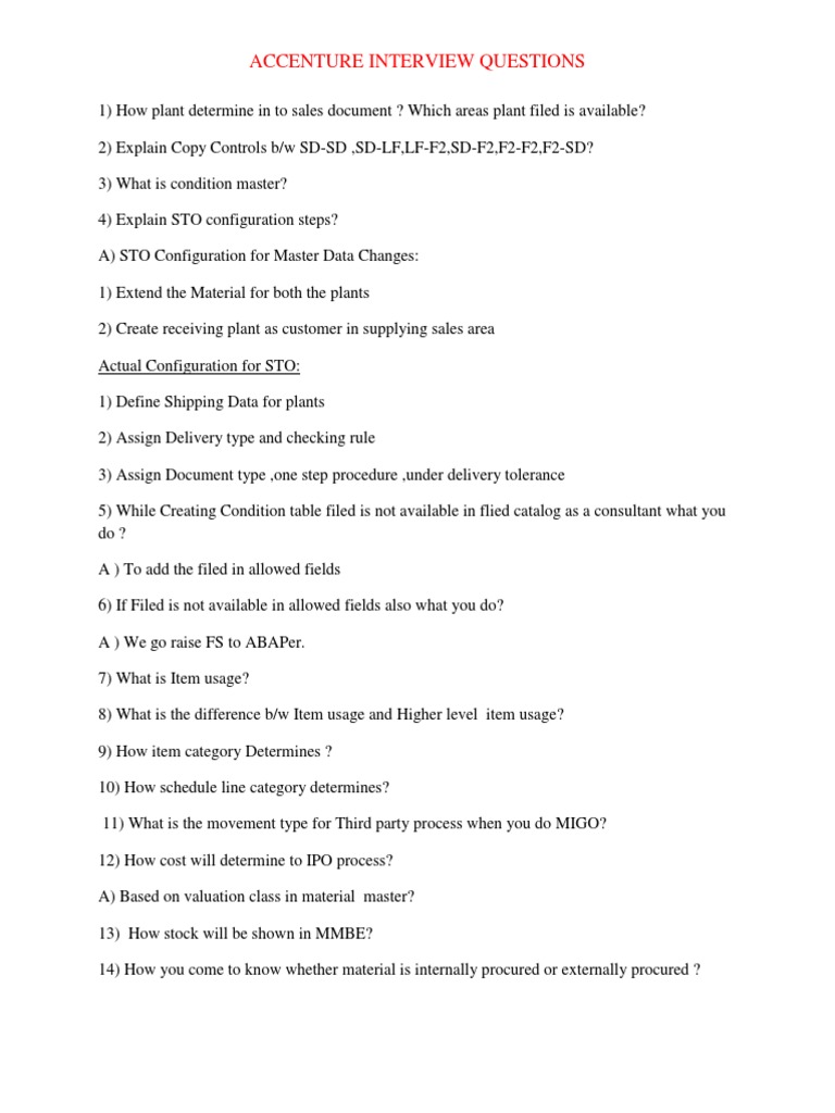 Accenture Interview Questions | PDF