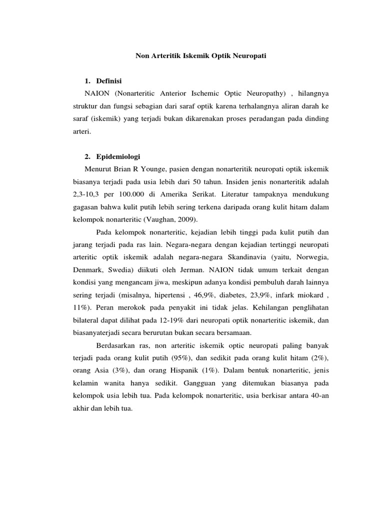 Non Arteritik Iskemik Optik Neuropati Rev | PDF
