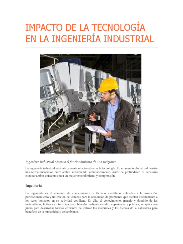 Impacto de La Tecnología en La Ingeniería Industrial | PDF | Ingeniería ...