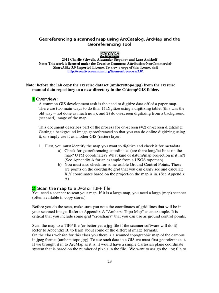 Georeferencing A Map Pdf Digital Image Arc Gis