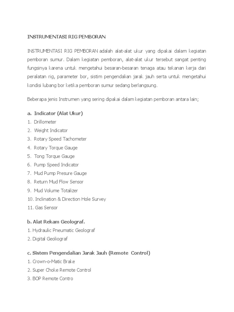 Instrumentasi Rig Pemboran | PDF