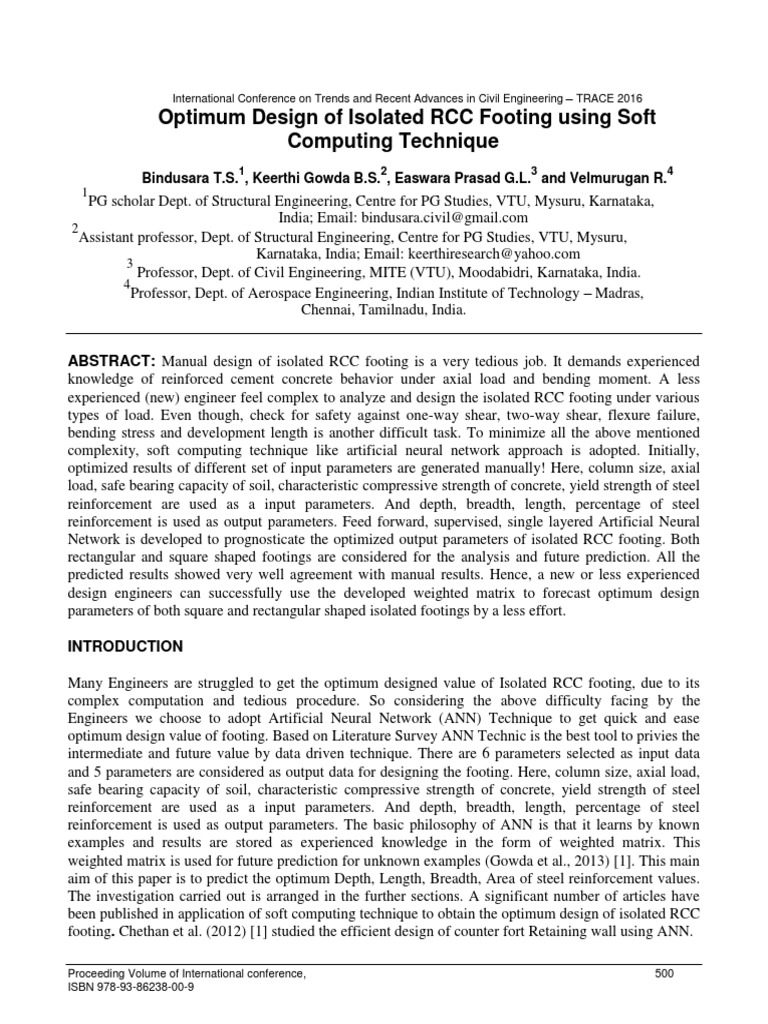 Optimum Design of Isolated RCC Footing Using Soft Computing Technique | PDF | Artificial Neural ...