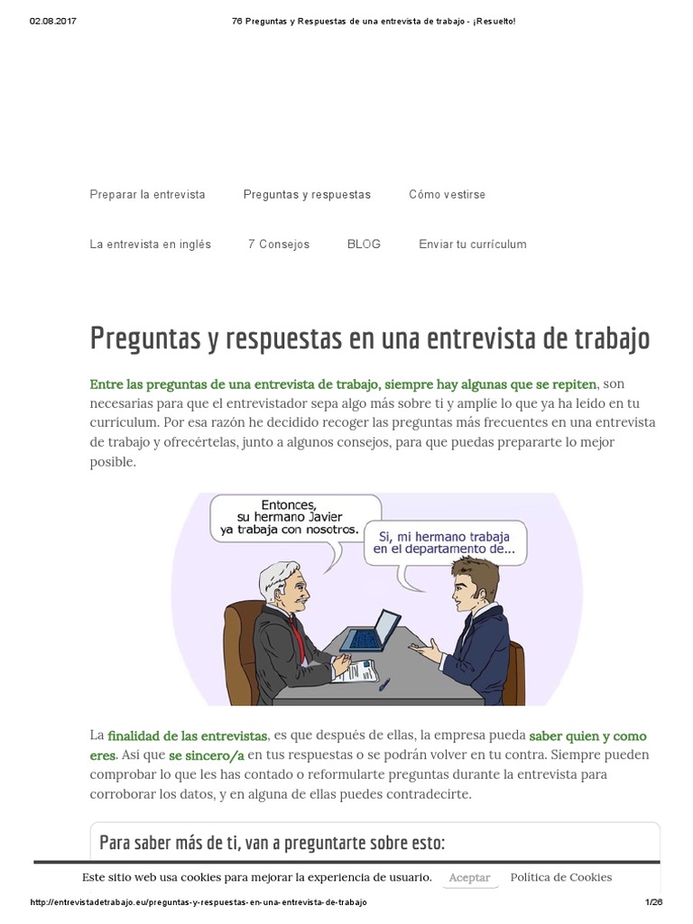 76 Preguntas y Respuestas de Una Entrevista de Trabajo - ¡Resuelto ...