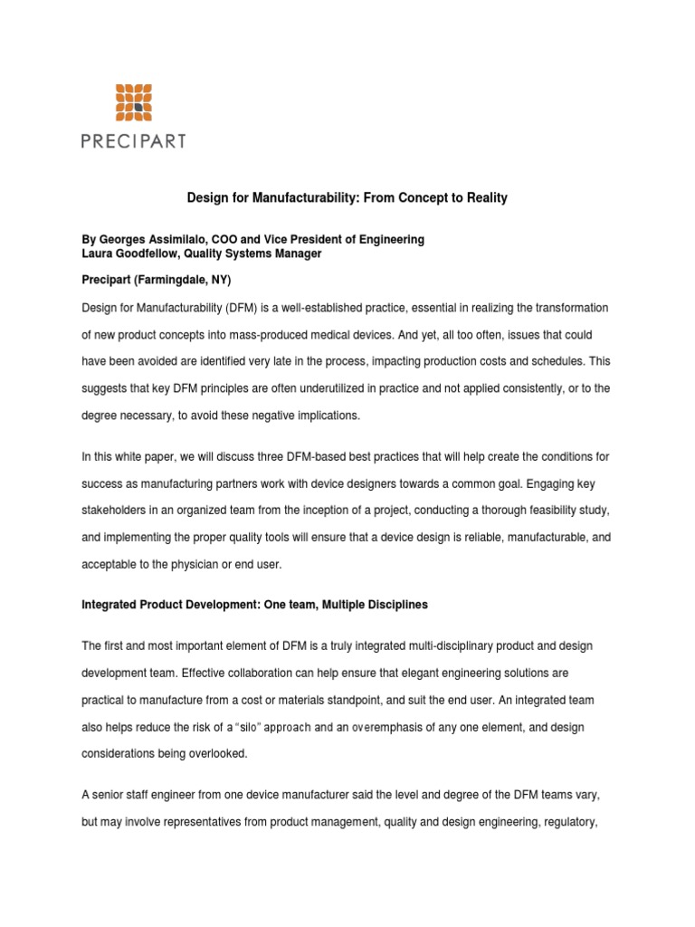 Precision Design For Manufacturability | PDF | Industries | Production ...